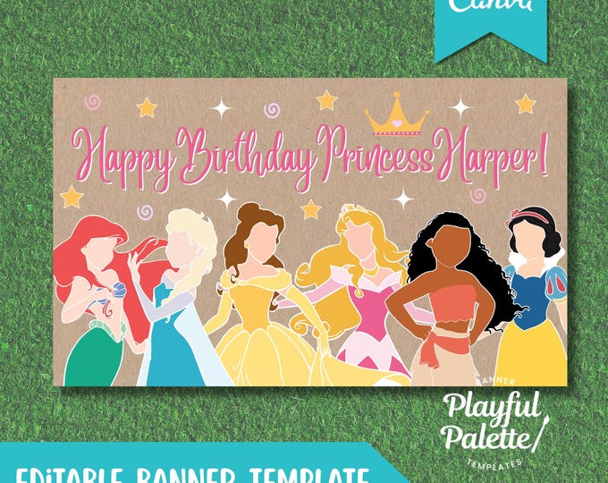 Princess Birthday Hand Painted Brown Paper Banner - Etsy