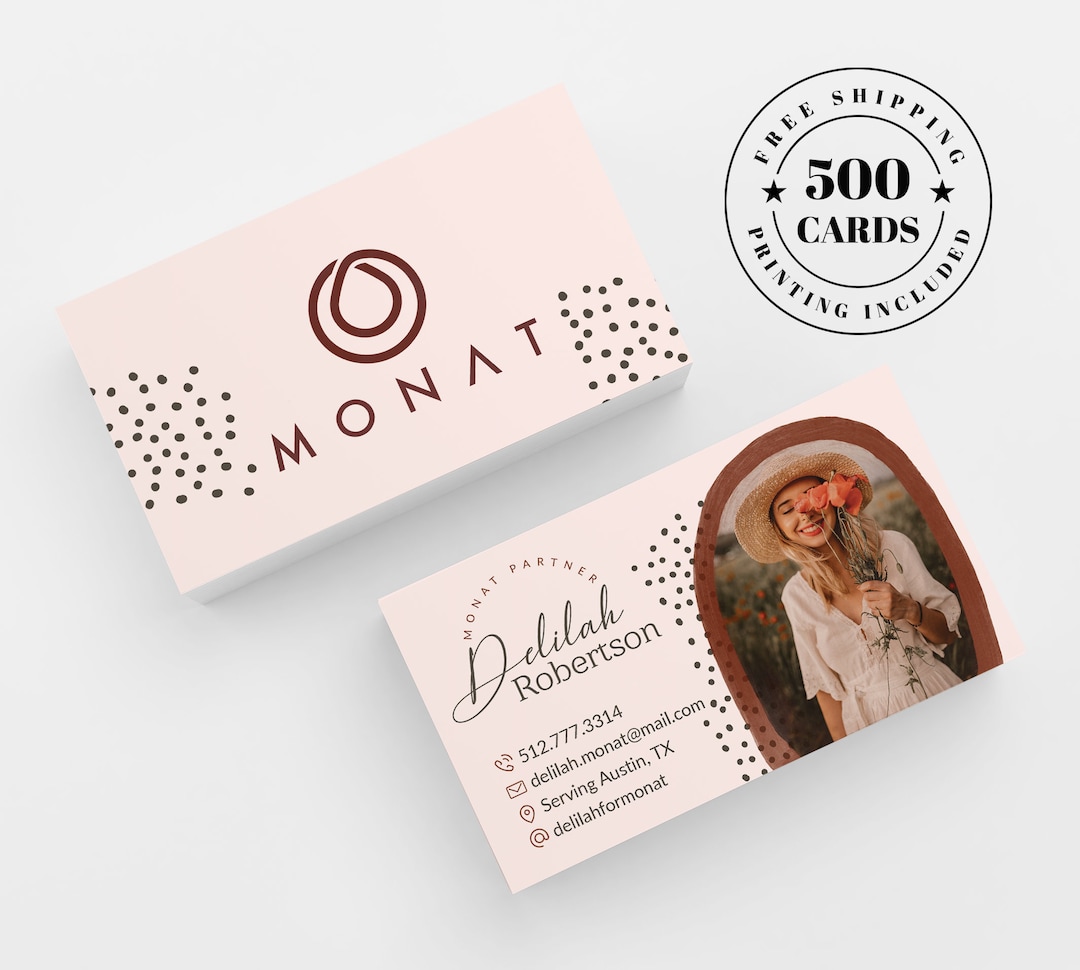 Monat Boho Blush Business Card Set of 500 Printed Business Cards Market ...