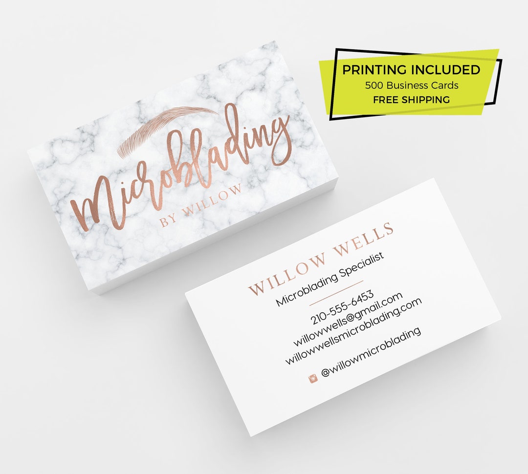 Microblading Rose Gold Business Card Design 500 Printed Business Cards ...