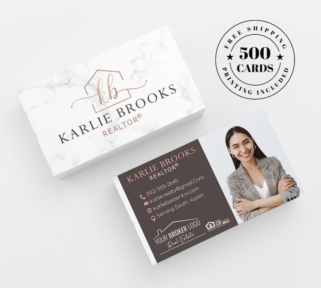 Rose Gold Real Estate Business Card 500 Printed Business Cards ...
