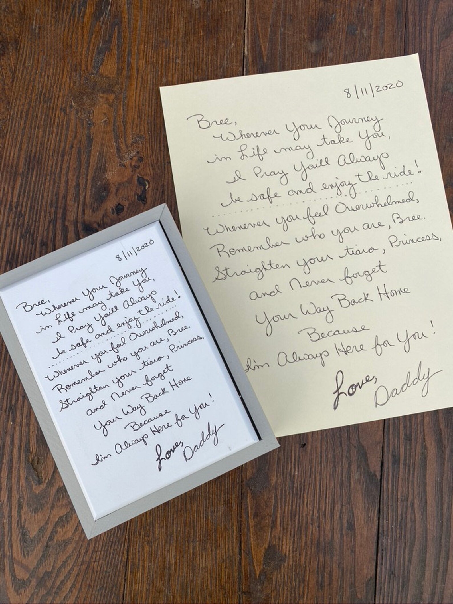 Handwritten Note or Message Engraved Onto White Wood With Grey - Etsy