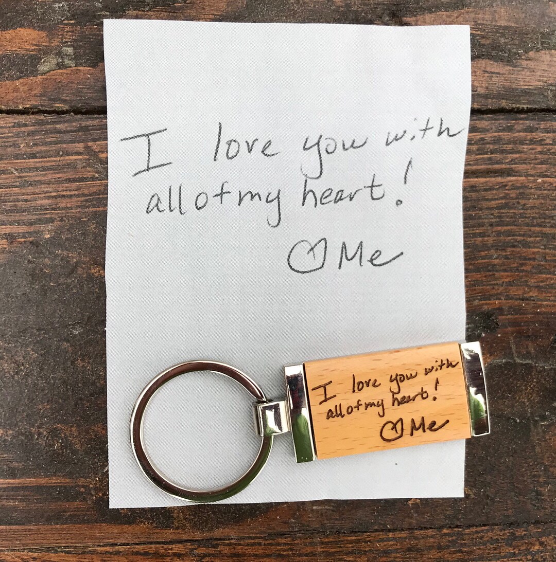 Key Chain With Hand Written Message / Transferred Handwriting / Custom ...