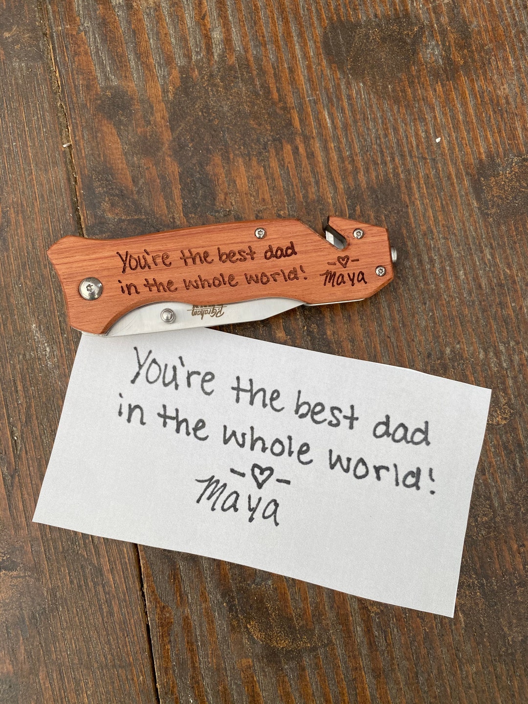 Pocket Knife With Handwritten Message Transferred Father's Day Gifts ...
