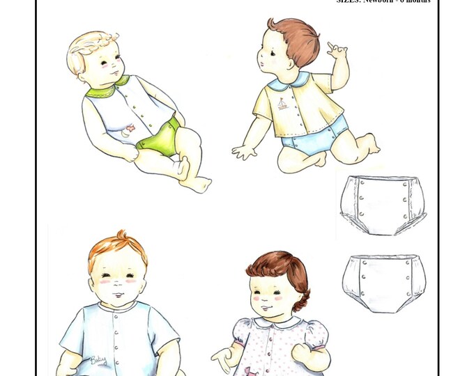 Creations by Michie' 109 Infant Shirt and Diaper Cover Sizes: Newborn 6 ...
