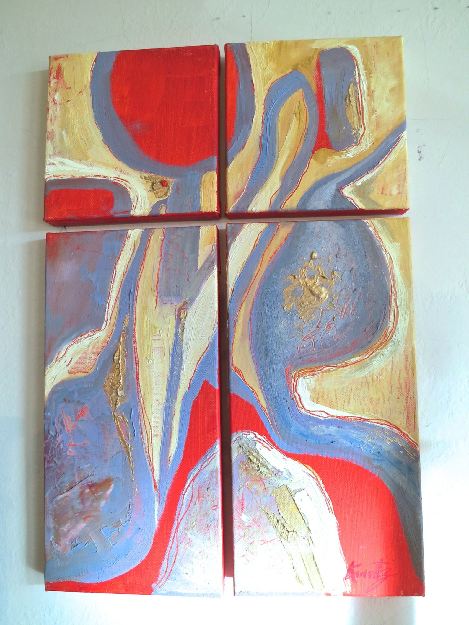 Abstract Painting. 18x12. Quadtych. Four Paintings - Etsy
