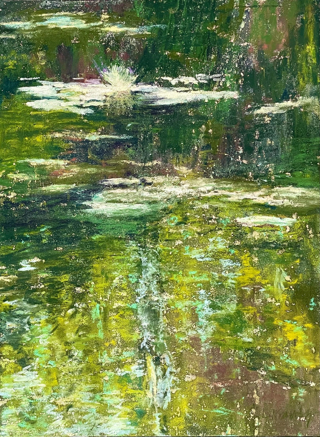 Water Lilies Pond Painting. 9”x12”. Water Reflections Pond Landscape ...