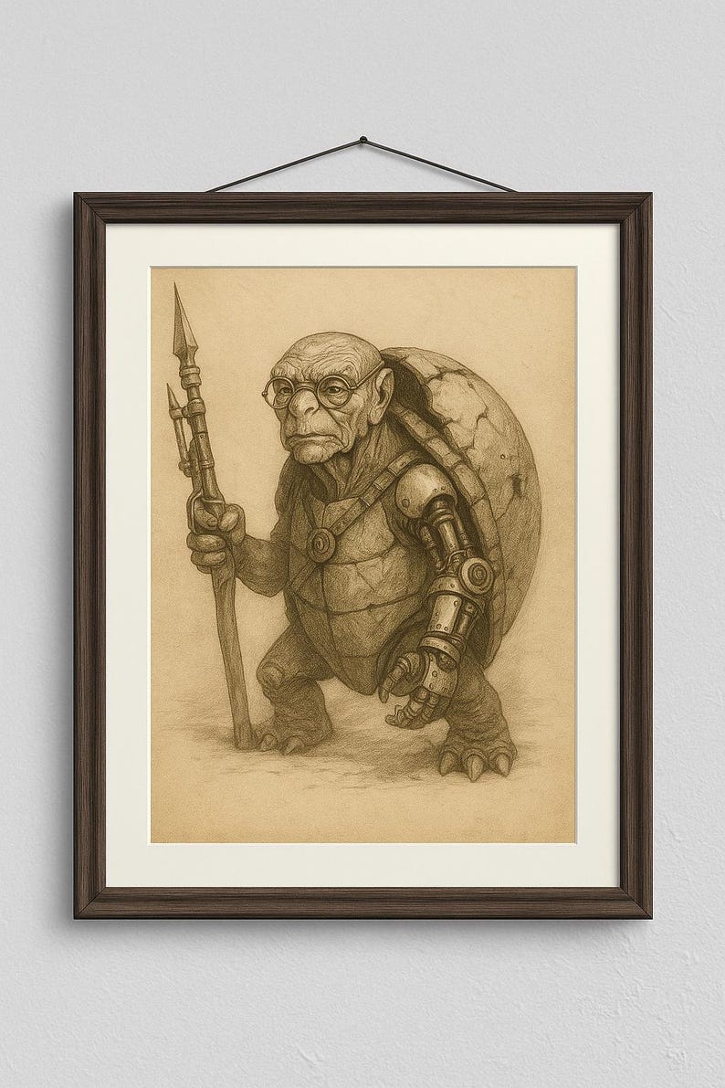 Steampunk Turtle Art Print – Intelligent Warrior With Mechanical Charm ...