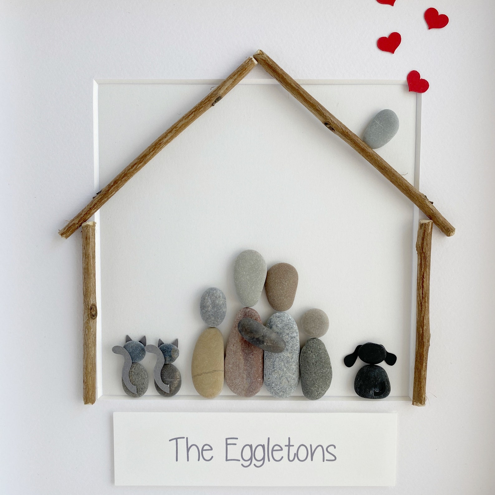 Personalised Family Pebble Art Family Pebble Picture Framed - Etsy UK
