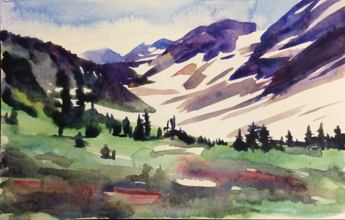 Mountain Painting North Cascades Pelton Basin Watercolor - Etsy
