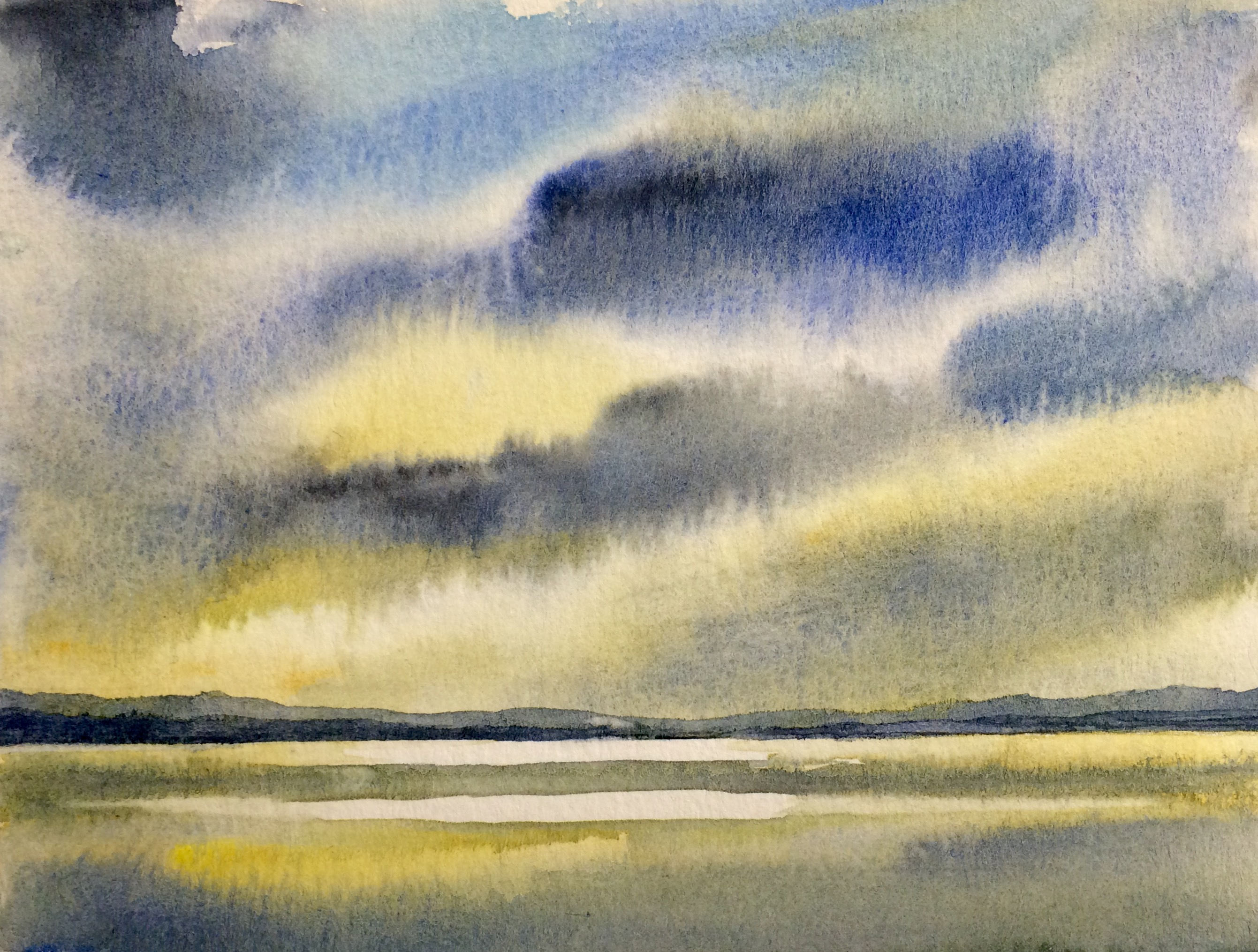 Puget Sound, Landscape Watercolor, Storm Clouds, Stormy Skies, Sea ...