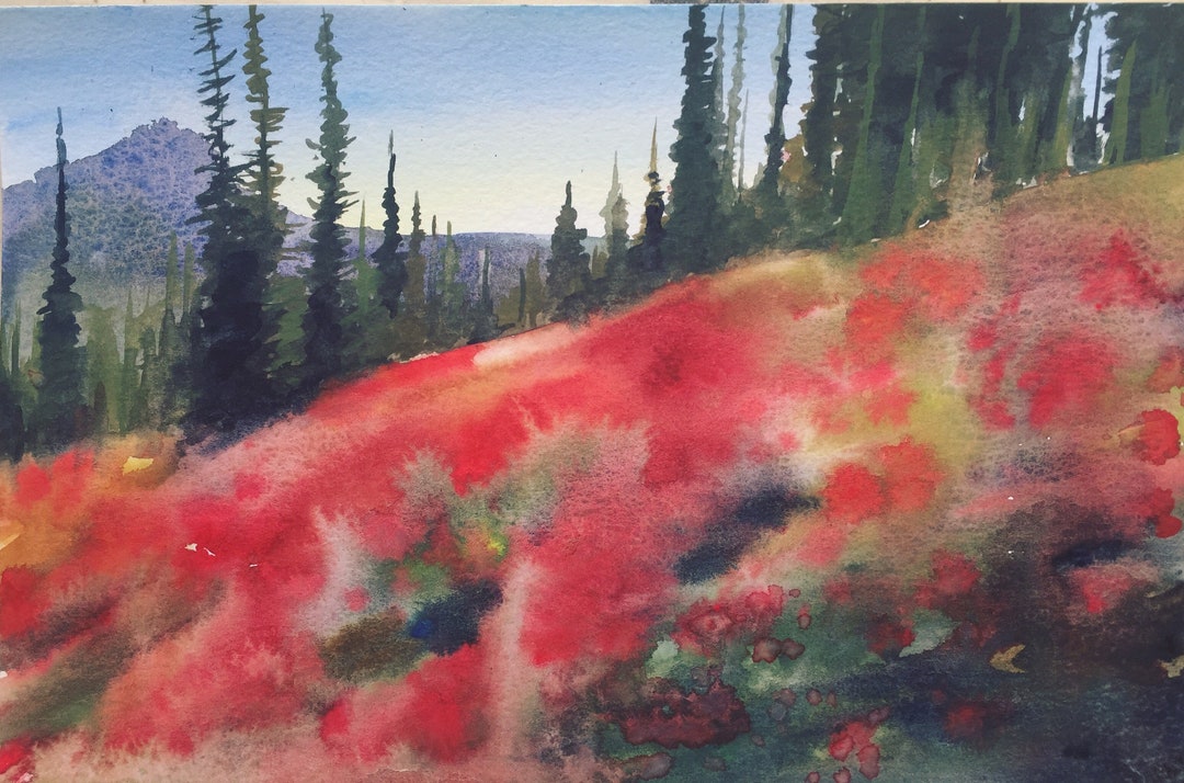 Pacific Northwest, PNW Watercolor, Cascades, Mountain Landscape ...