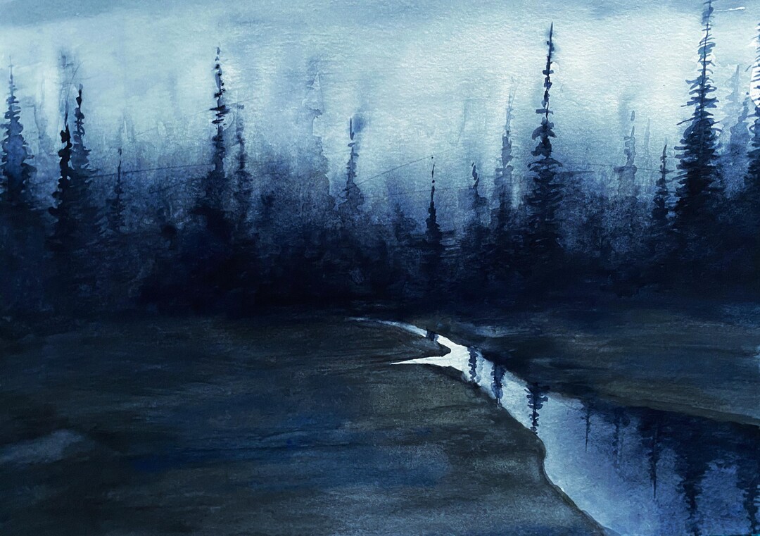Pacific Northwest Watercolor, Misty Pines, Misty Pines, Mountain River ...