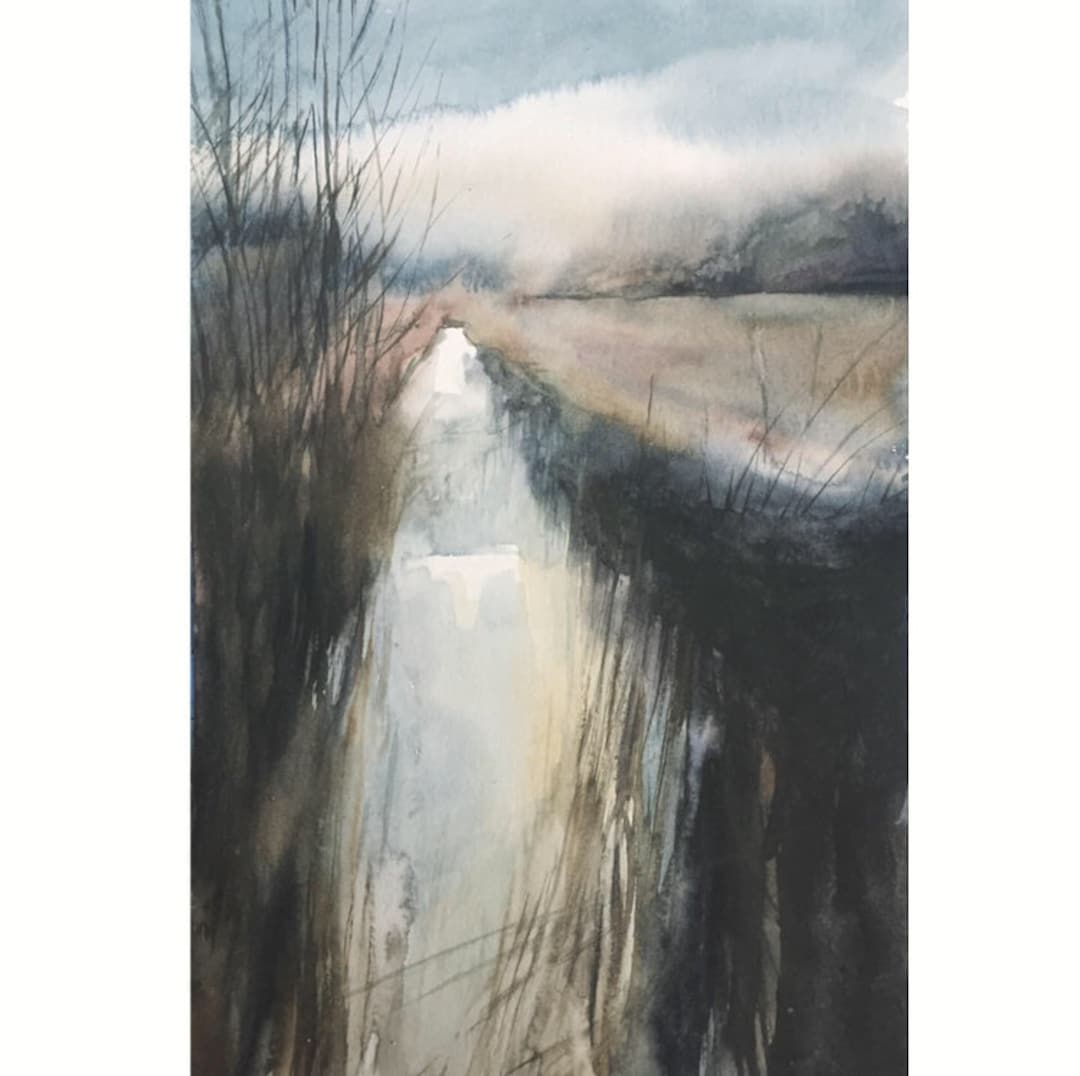 River Painting, River Watercolor, Watercolor Landscape, Riverside ...