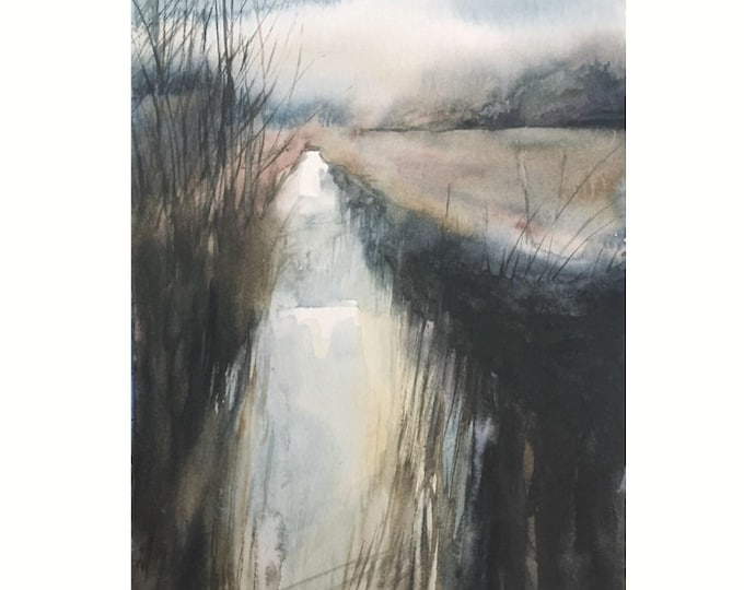 Watercolor Winding River Painting, Vintage Nature Poster Print, River ...