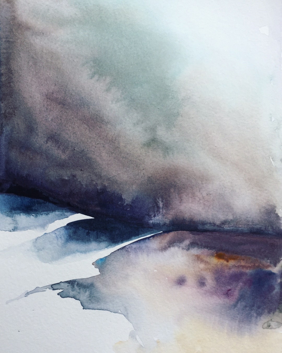 Abstract Landscape, Contemporary Watercolor, Abstract Watercolor, Wet ...