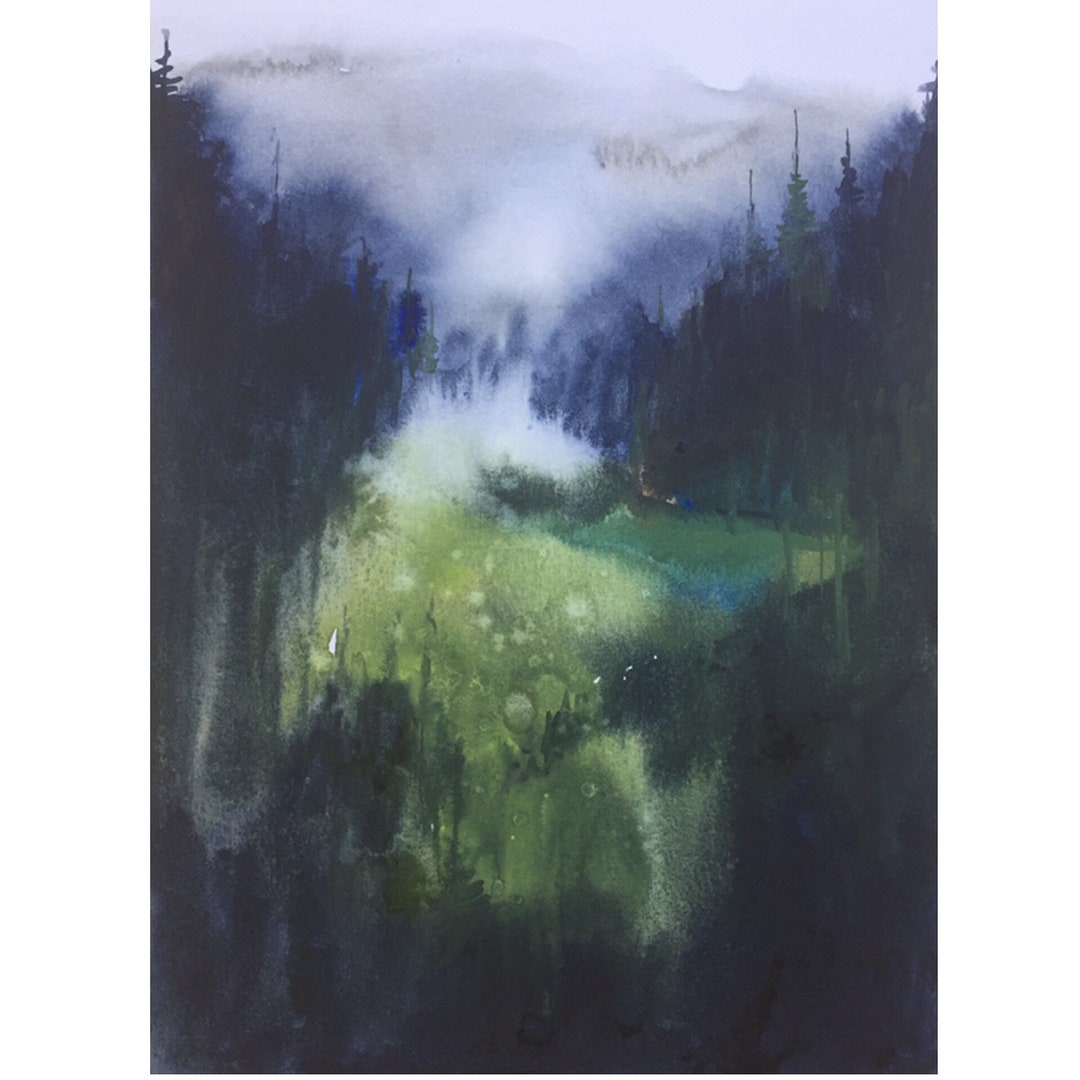 Pacific Northwest Landscape Watercolor, PNW Watercolor, Mountain ...