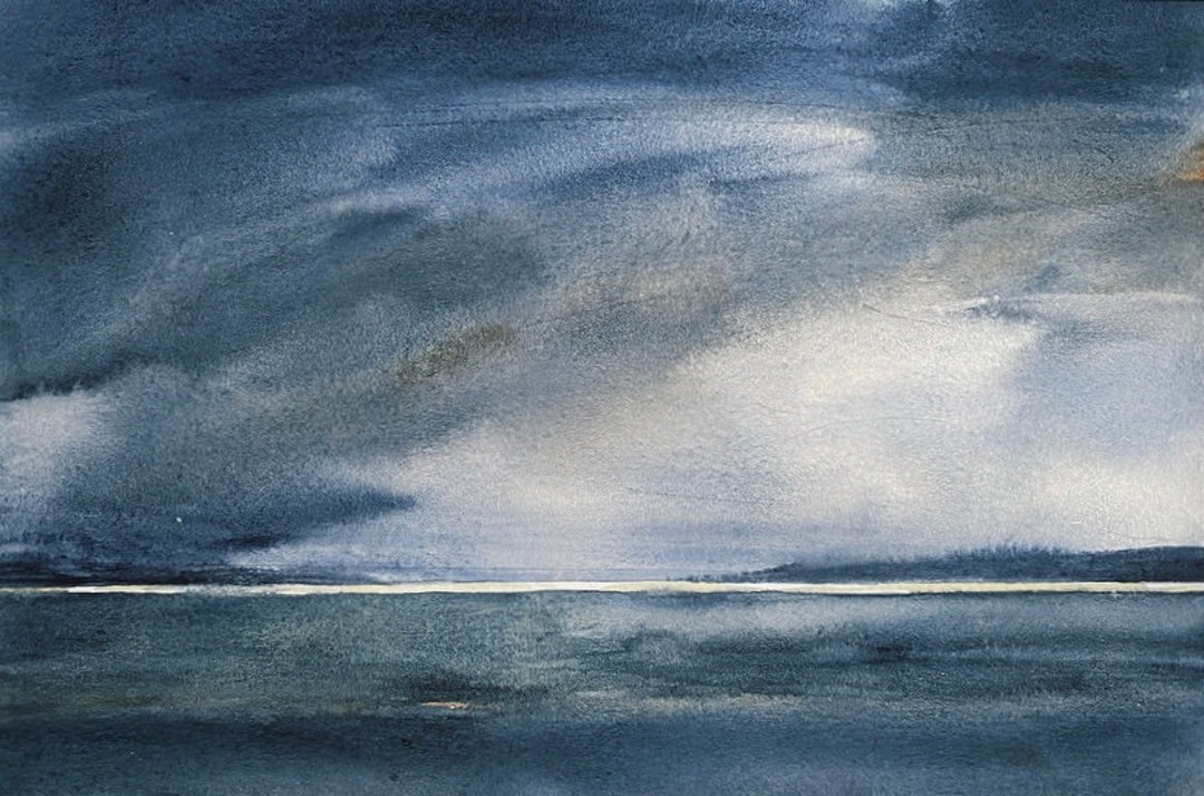 Puget Sound Watercolor, Pacific Northwest, West Seattle, Storm Cloud ...