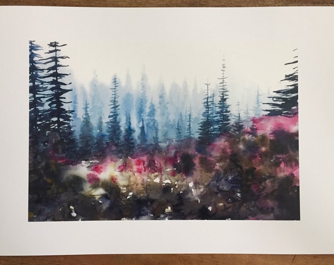 Pacific Northwest Watercolor Pacific Northwest Print Pine - Etsy