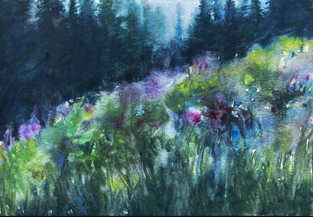 Pacific Northwest Watercolor, Misty Pine Forest, Watercolor Forest, PNW ...