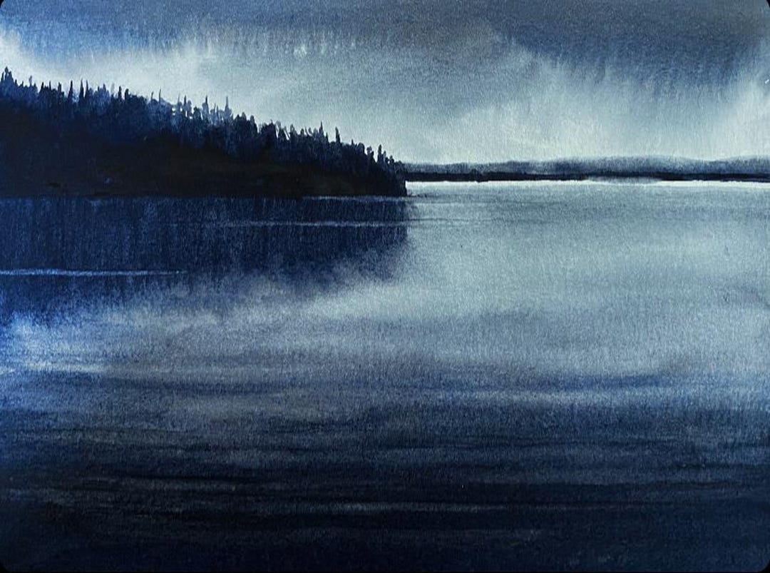 Puget Sound, Pacific Northwest, West Seattle, Watercolor Reflection ...