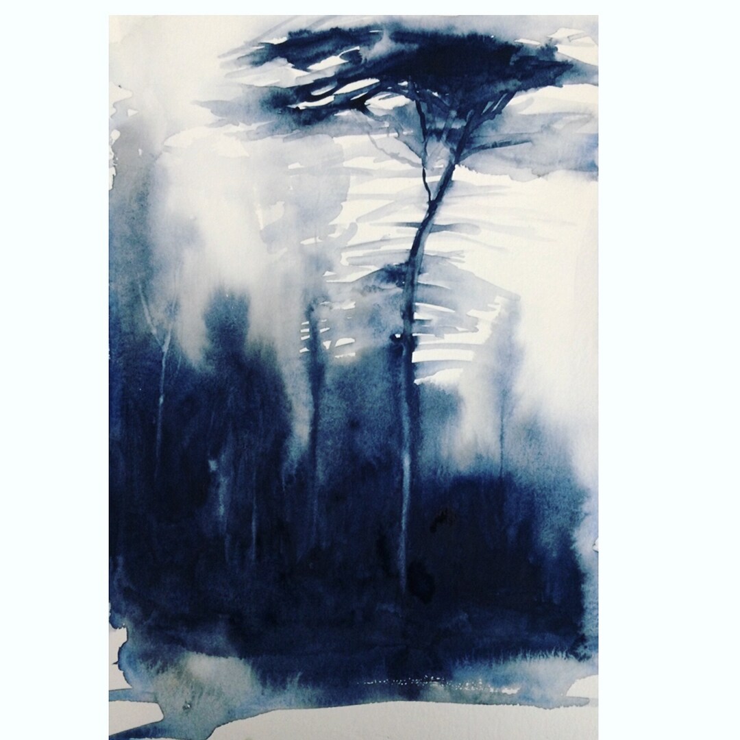 Watercolor Trees, Monochrome Trees, Wet in Wet Trees, Misty Tree ...