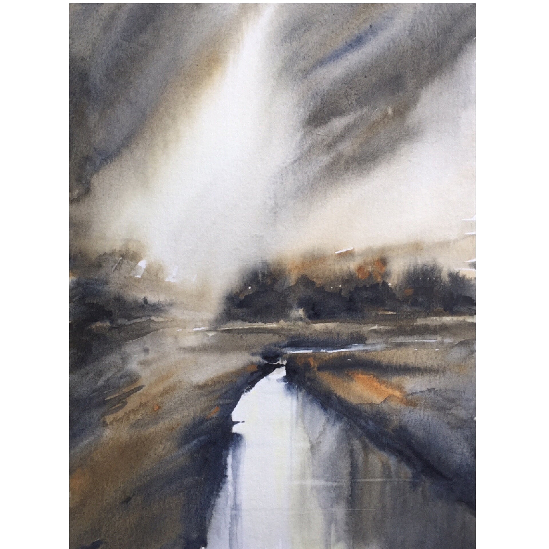 Watercolor Painting Abstract Landscape Stormy Landscape - Etsy