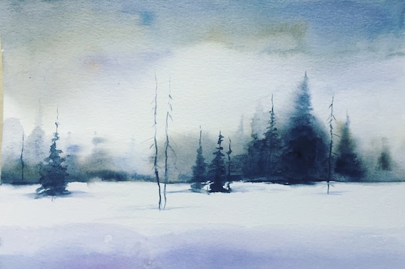 Simple Winter Watercolor Landscapes