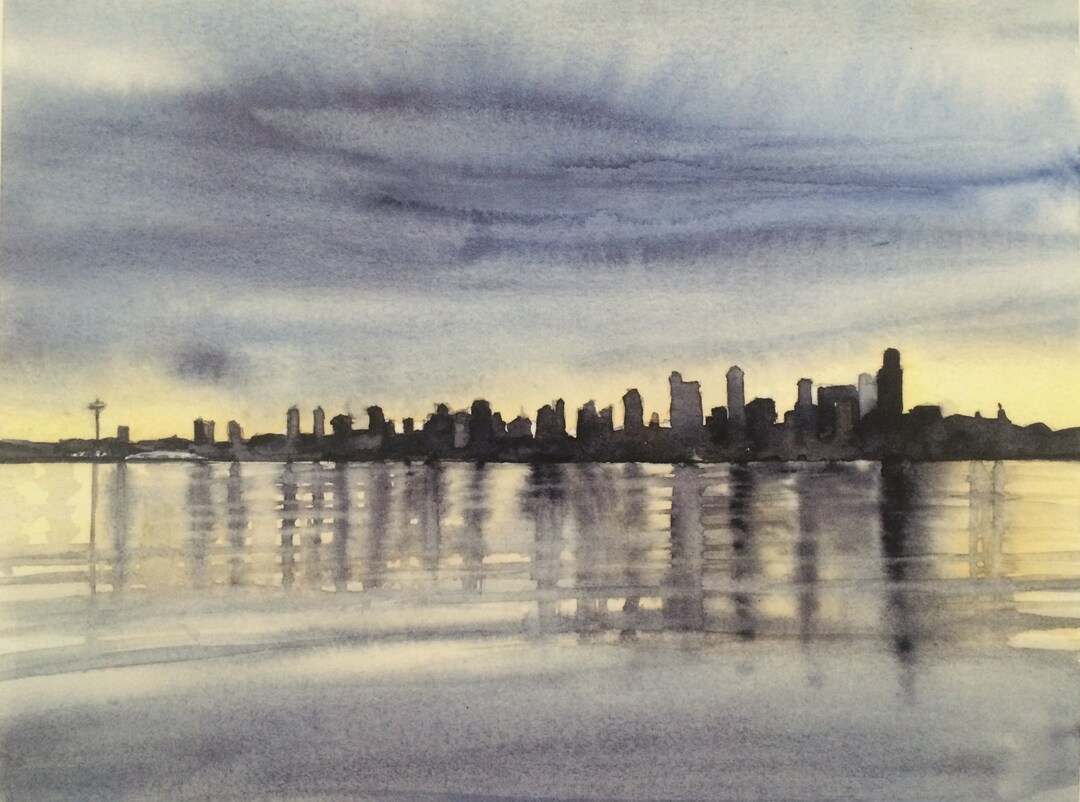 Watercolor Print, Seattle Skyline Print, Seattle Print, West Seattle ...