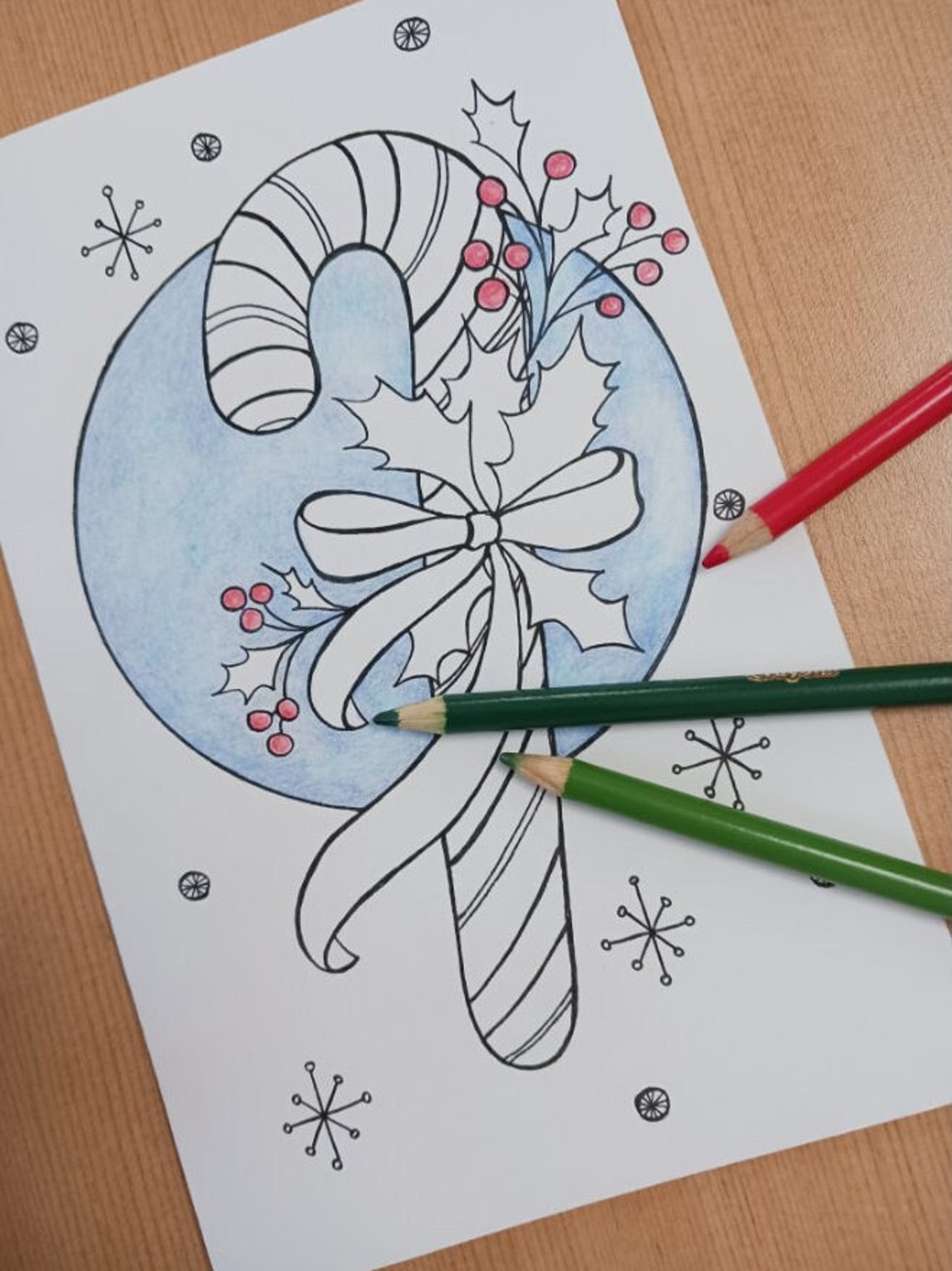 Christmas Candy Cane Coloring Sheets - Etsy