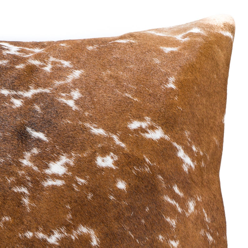 Matching Pair of Cowhide Pillows - Unique Large (21" X 21") Brown and ...