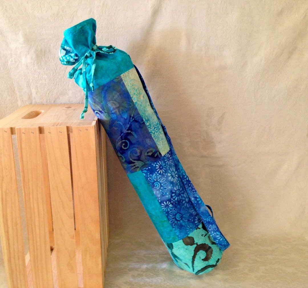 Batik Patchwork Yoga Mat Bag, Carrier, Patchwork Yoga Mat Bag, Blue ...