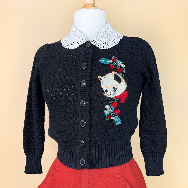 Retro Cat Cardigan Sweater - Etsy