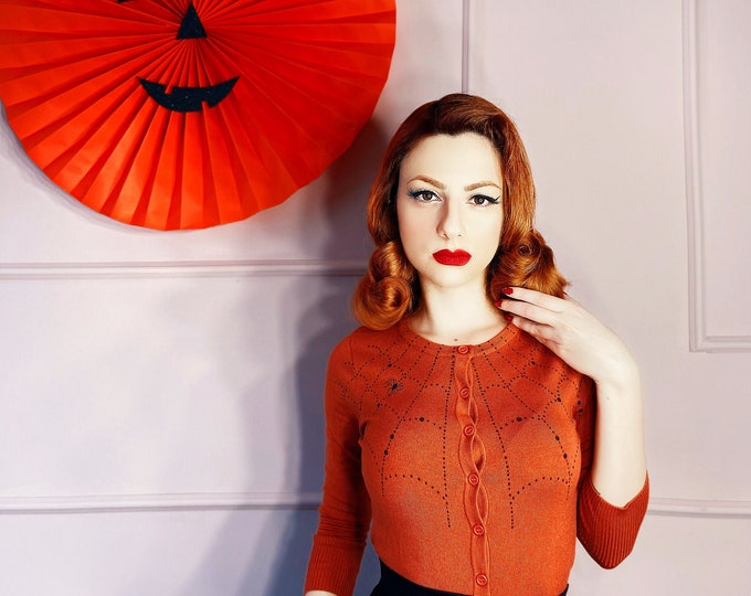 Spider Web Cardigan in Dusty Orange Size S,M,L,XL,2XL,3XL Sweater ...