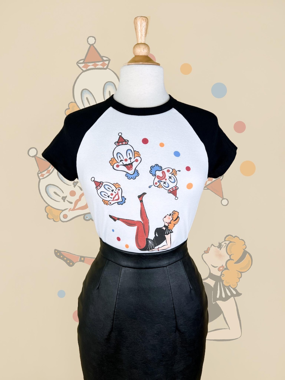Boppin' Big Top Short Raglan Cropped Baby Graphic T-shirt in White ...