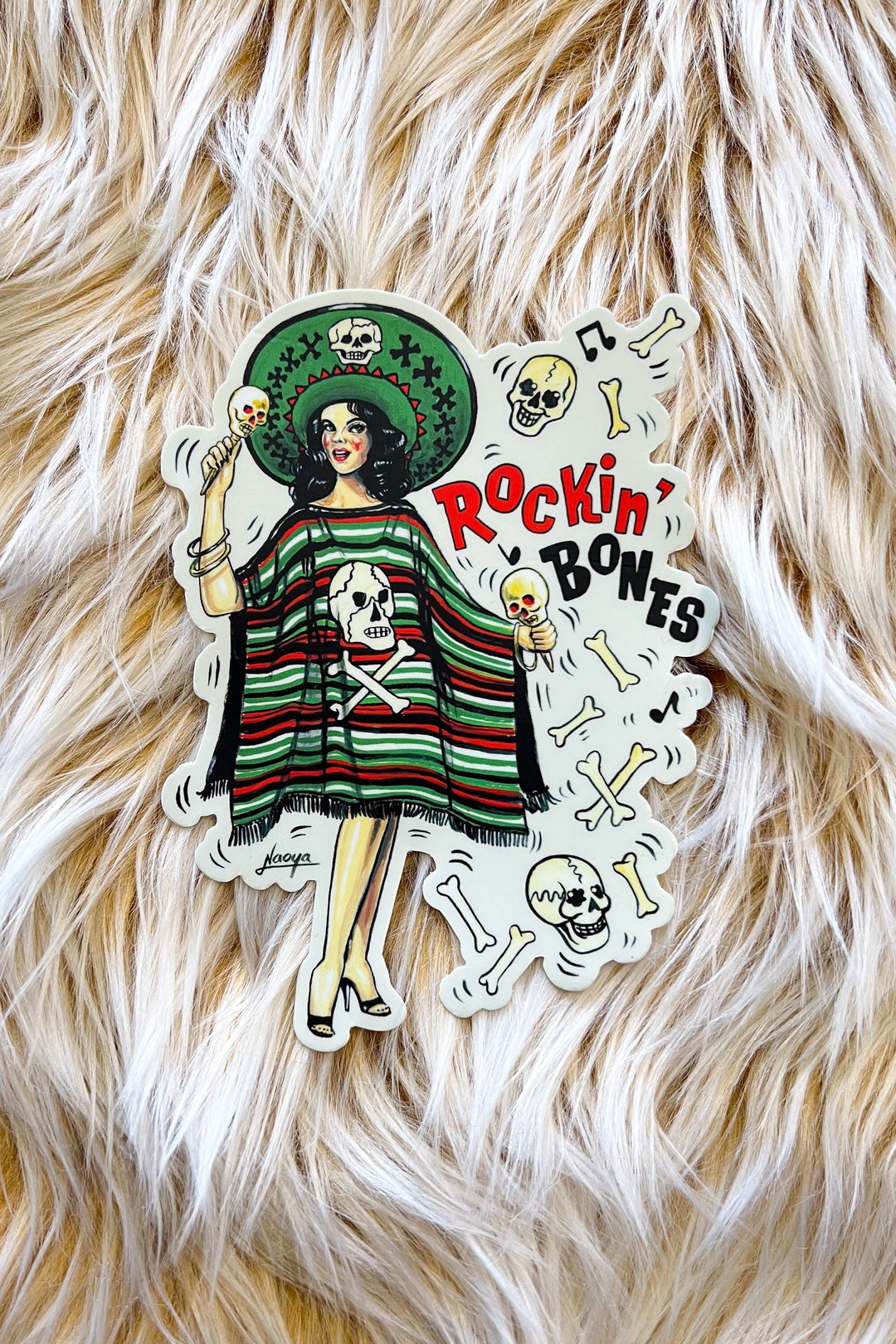Rockin' Bones Decal / Die Cut Sticker by Mischief Made Skull - Etsy