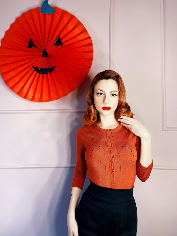 Spider Web Cardigan in Dusty Orange Size SMLXL2XL3XL | Etsy