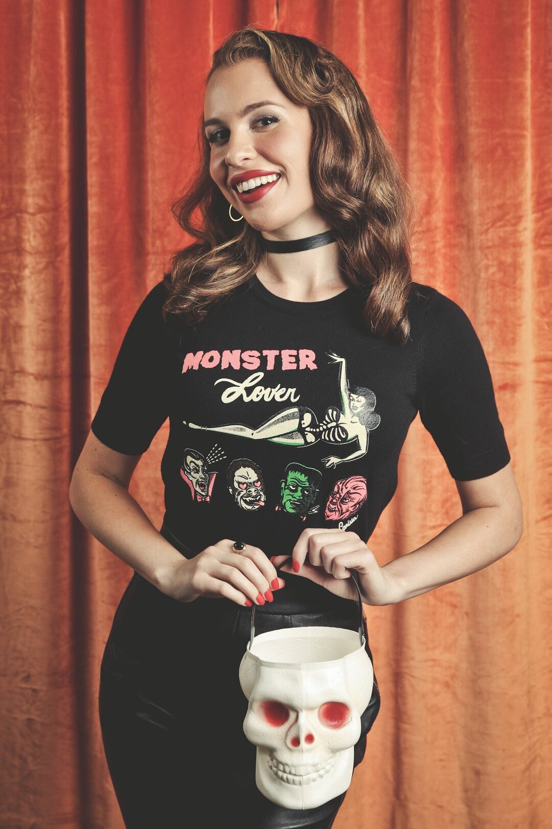 Monster Lover Short Sleeve Sweater Size S,M,L,XL in Black Vintage ...