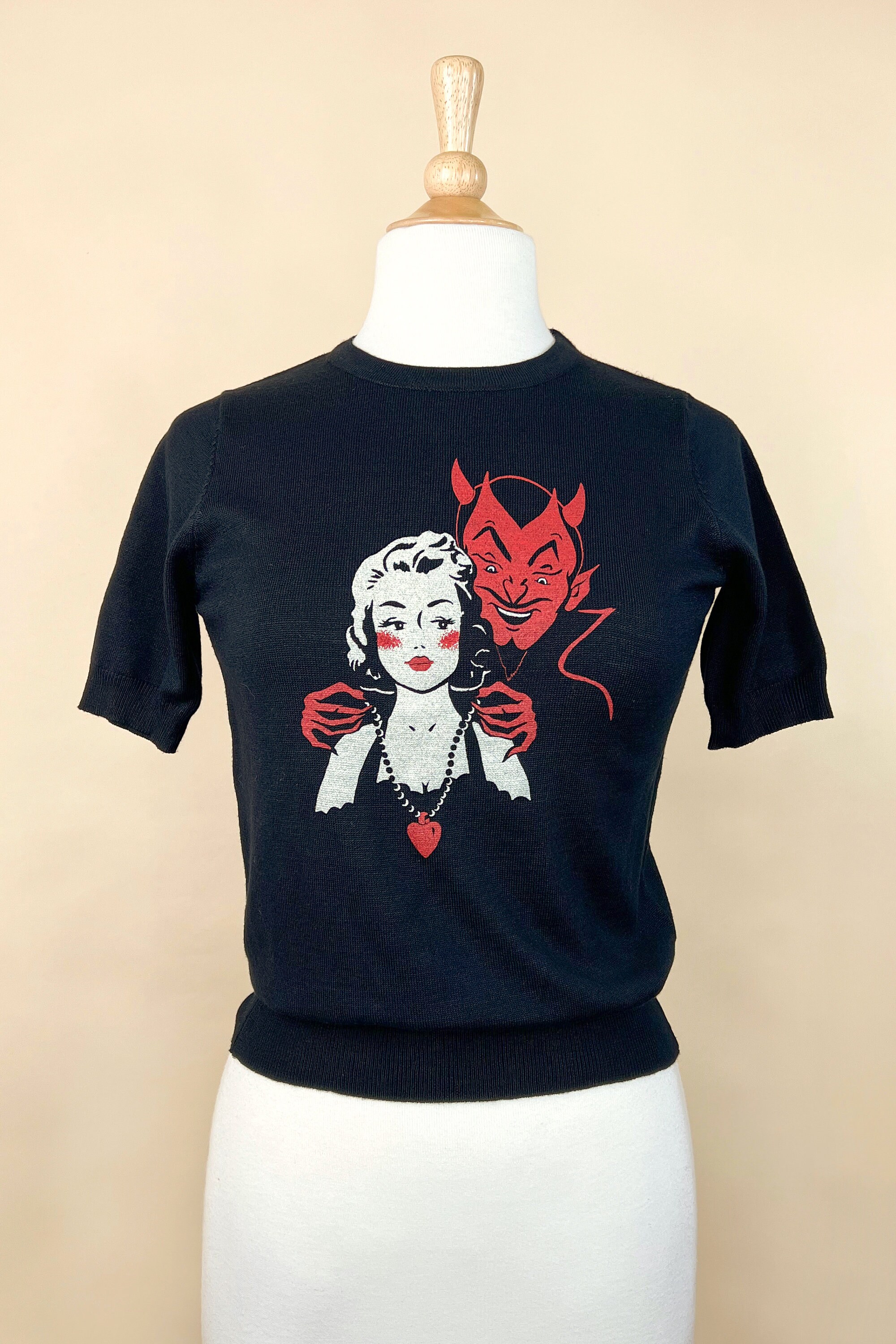 Deal With the Devil Short Sleeve Sweater Size S,M,L,XL in Black ...