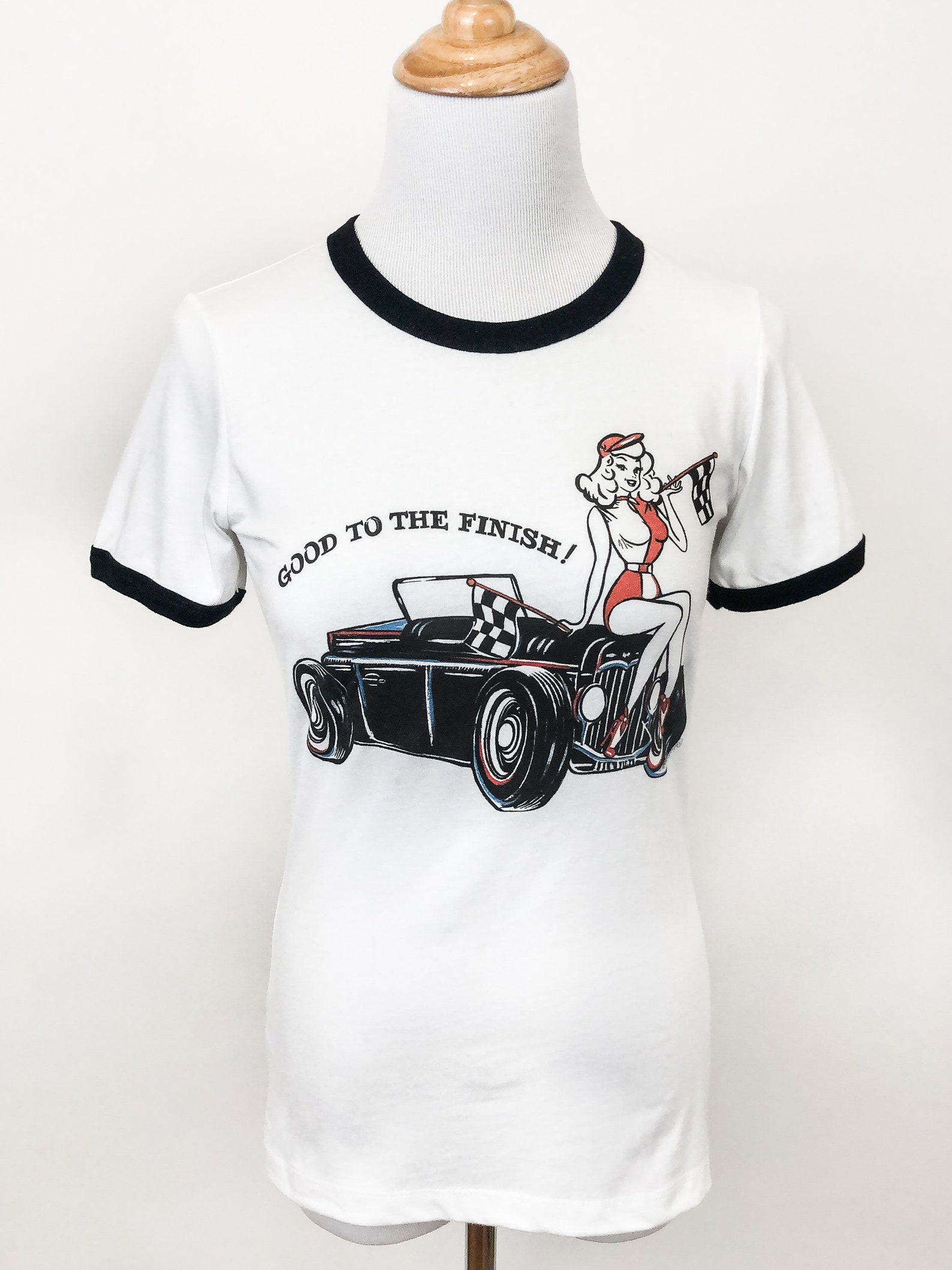 Good to the Finish Fitted Ringer Tshirt in White/black /size - Etsy