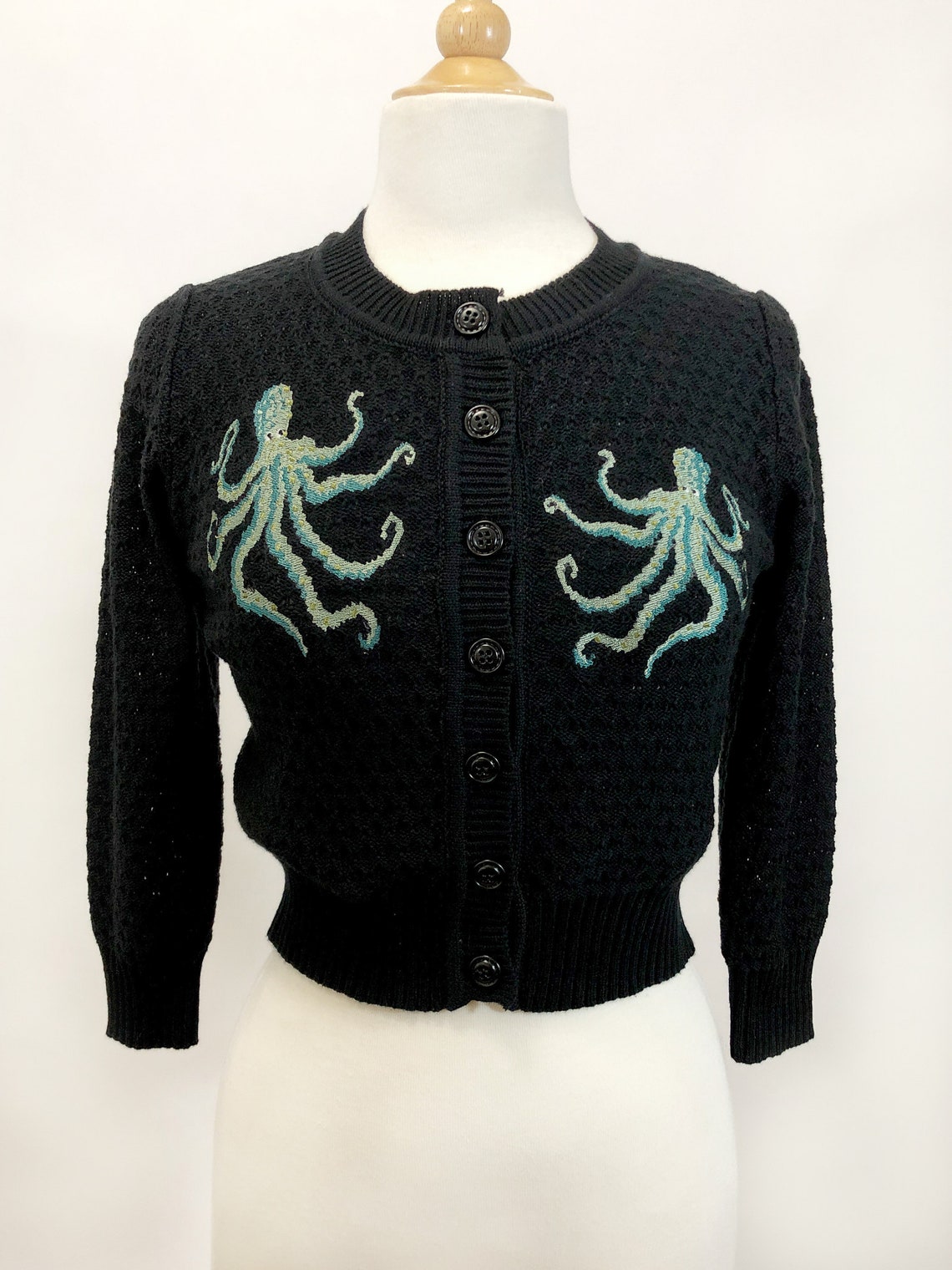 The Waltz of the Octopus Cropped Cardigan in Black Size SML - Etsy