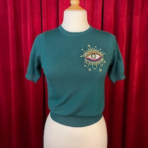 Third Eye Short Sleeve Sweater Size S,M,L,XL in Peacock /vintage ...