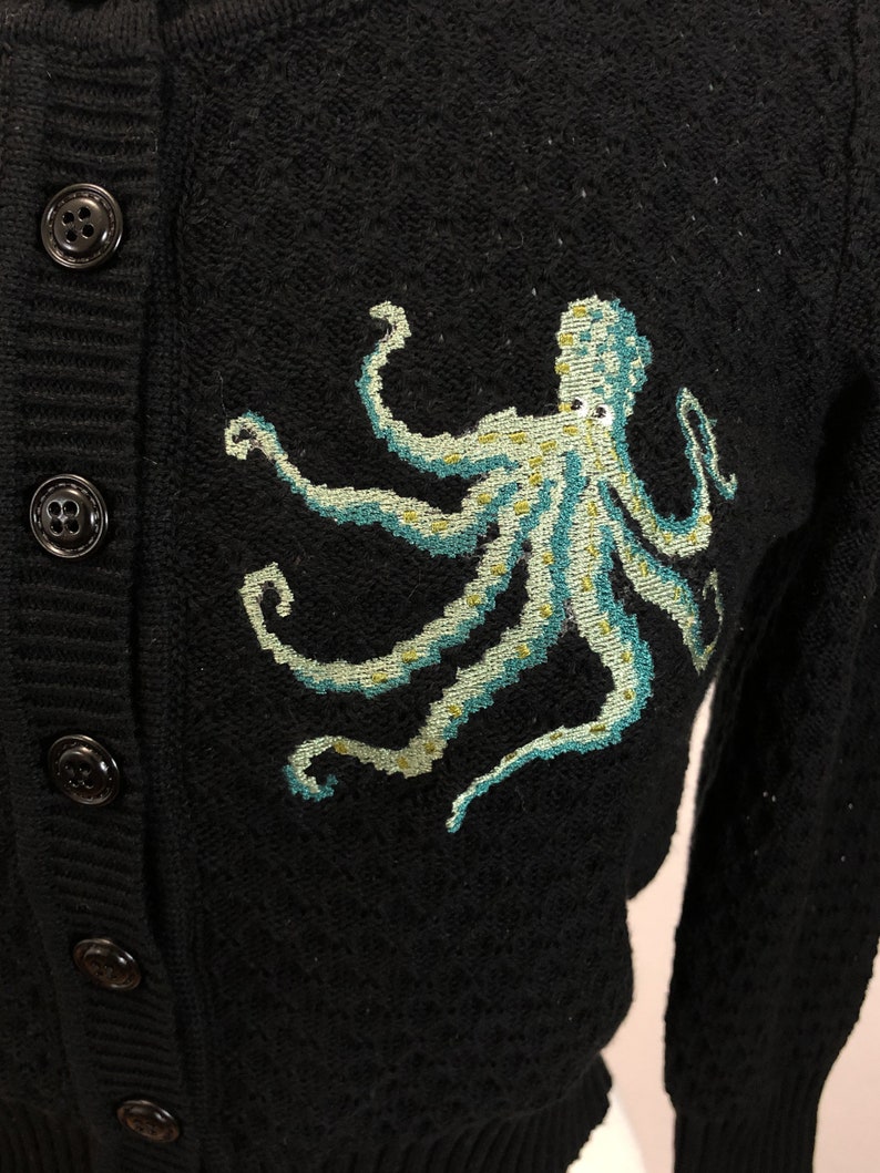 The Waltz of the Octopus Cropped Cardigan in Black Size SML - Etsy