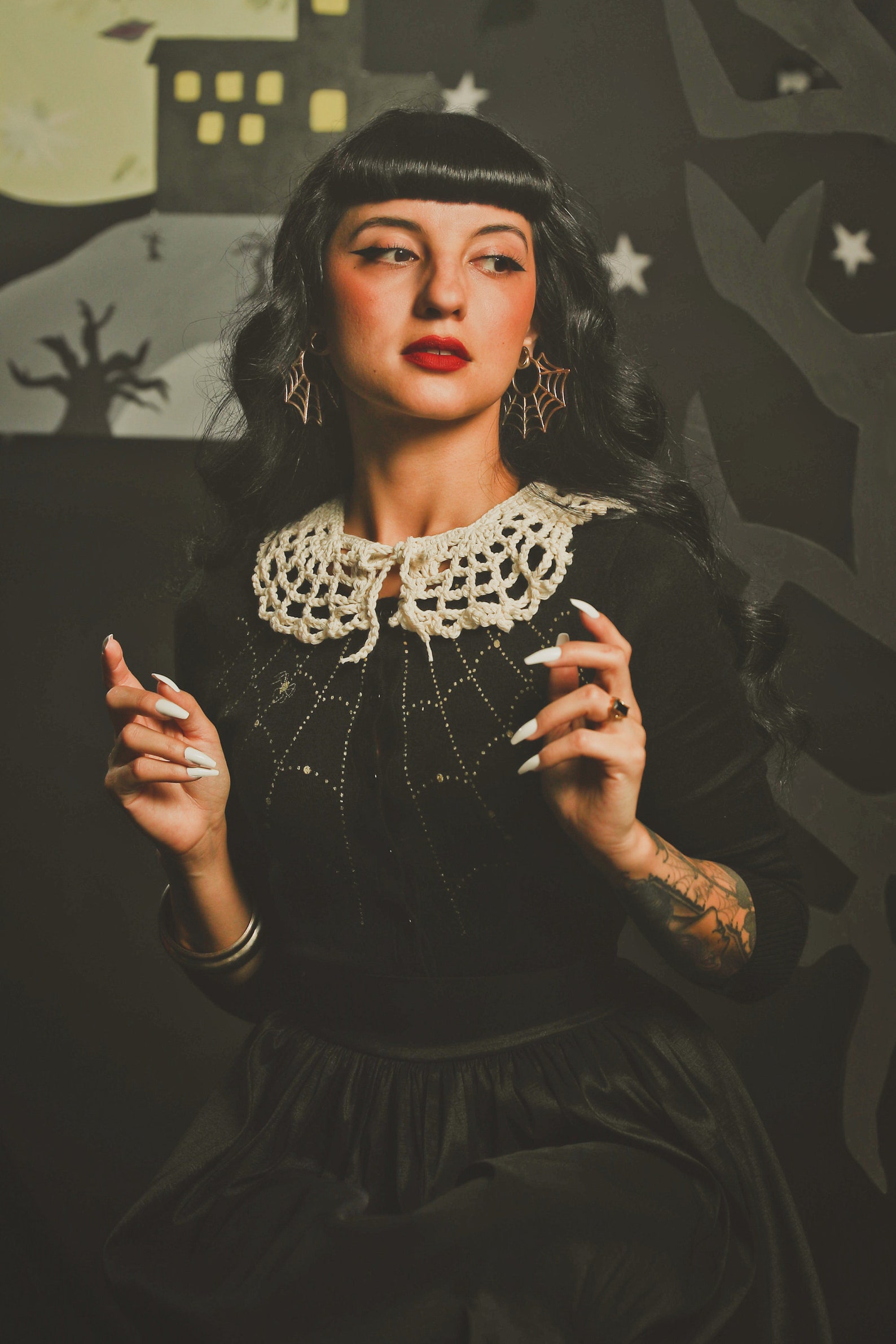 Spider Web Cardigan Size S,M,L,XL,2XL,3XL Sweater in Black Vintage ...