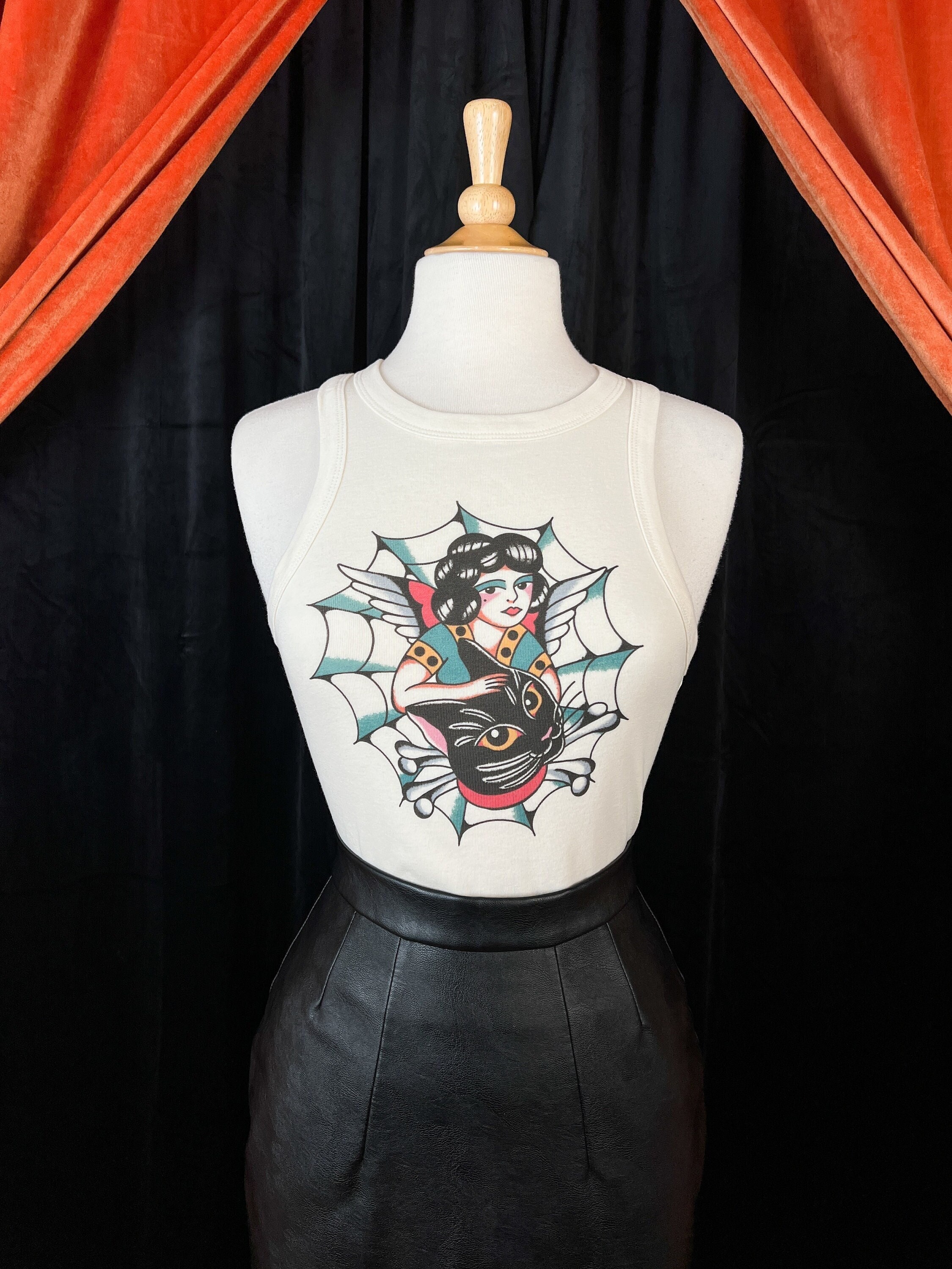 Outlaw Lady Cat Rib Racer Tank in Natural Size S, M, L,XL, 2XL/ Vintage ...