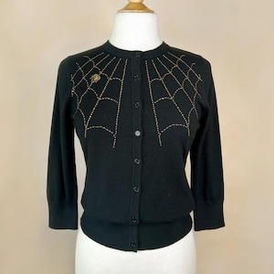 Spider Web Cardigan Size S,M,L,XL,2XL,3XL Sweater in Black Vintage ...