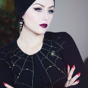 Spider Web Cardigan Size S,M,L,XL,2XL,3XL Sweater in Black Vintage ...