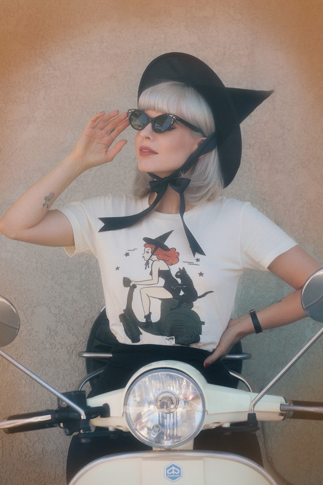 Witchy A-go-go Fitted Graphic T-shirt in Ivory Size S,M,L,XL,2XL,3XL ...