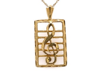 Gold Music Note Pendant - Etsy