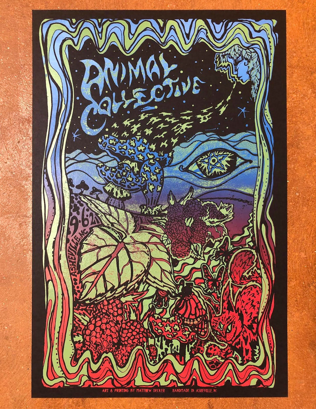 Animal Collective Poster, Animal Collective Asheville 9/6/21, Screen ...
