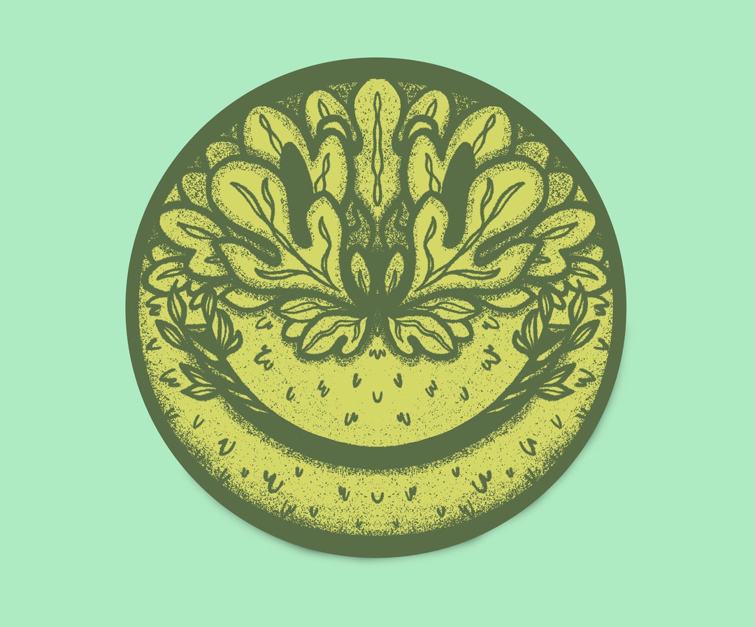 Green Man Smiley Face Sticker, Natural Smiley Face Sticker, Camping ...